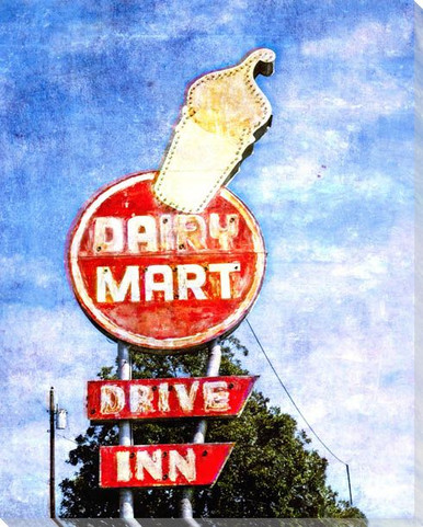 Roadside Dairy Mart Wrapped Canvas Giclee Art Print Wall Art | Vintage ...
