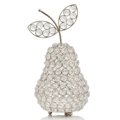 10" Crystal and Silver Iron Pear Sculpture - Statue