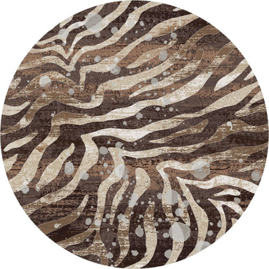 Modern Zebra Silver Splash Round Area Rug 8ft | Rustic Home Decor Rugs