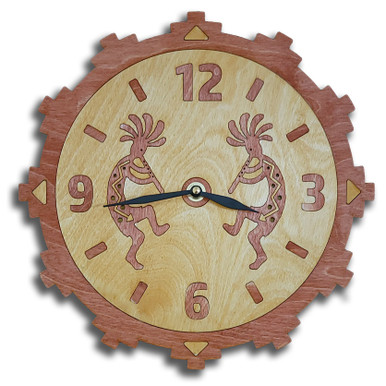 Dancing Kokopelli Red Metal & Wood Clock | Rustic Southwest Wall Decor