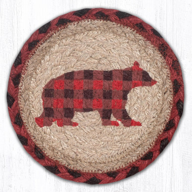Flannel Bear Jute Coaster | Lodge Rustic Drink Coaster