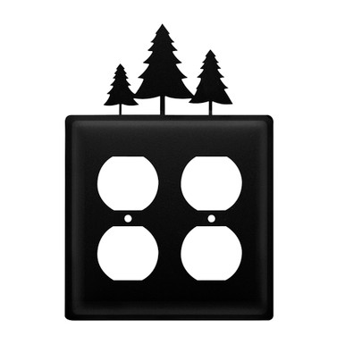 Pine Trees Double Metal Outlet Cover - Wall Plate - Light Switch Cover