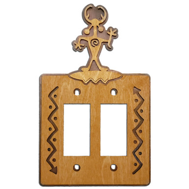 Moab Man Double Rocker Switch Plate | Rustic Metal & Wood Cover