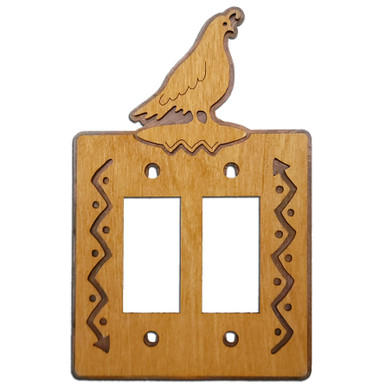 Quail Double Rocker Switch Plate | Rustic Metal & Wood Cover