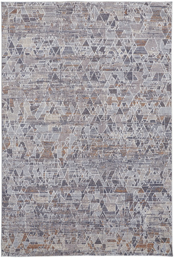 2' x 3' Gray Blue and Orange Abstract Power Loom Distressed Stain ...