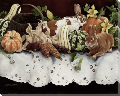 Four Seasons I Rabbits Wrapped Canvas Giclee Print Wall Art | Cute ...