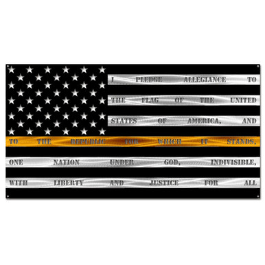 Thin Gold Line Dispatch Flag Pledge of Allegiance | Metal Wall Art