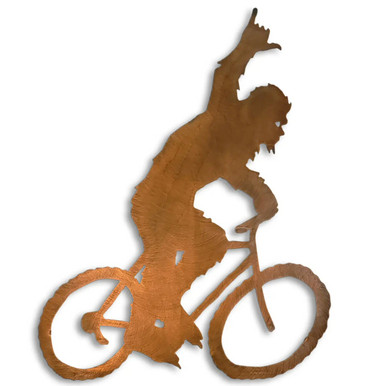 Bigfoot Riding Bike Shaka Sign Metal Wall Art - Bigfoot Art