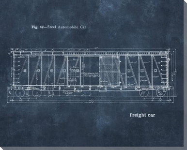Train Blueprint Freight Car Wrapped Canvas Giclee Art Print Wall Art ...