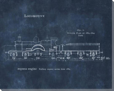 Train Diagram Dark Express Engine Wrapped Canvas Giclee Art Print Wall ...