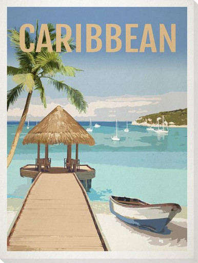 Caribbean Travel Wrapped Canvas Giclee Art Print Wall Art | Tourism ...
