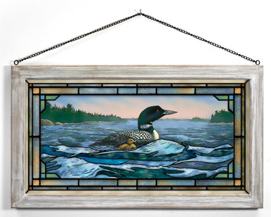 23" Rough Water Loon Framed Glass Art - Wall Decor