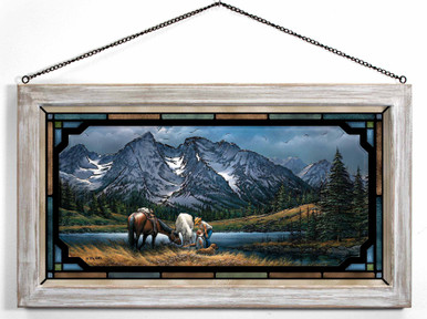 13" x 23" For Purple Mountain Majesties Framed Glass Art - Wall Decor