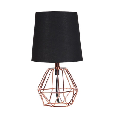 11" Copper Bedside Table Lamp with Black Empire Shade - Lighting