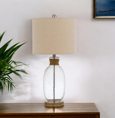 26" Brown Mason Jar Table Lamp with Brown Drum Shade - Lighting