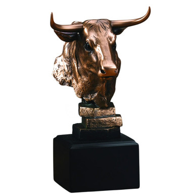 8" Proud Bull Head Bust Statue - Bronze Finish - Sculpture