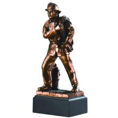 11.5" Firefighter Statue | Bronze Sculpture | Heroic Fire Rescue Decor