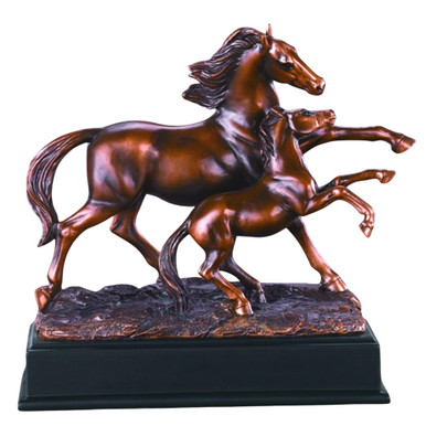 9.25" Two Horses Sprinting Statue | Bronze Sculpture | Western Ranch Accent