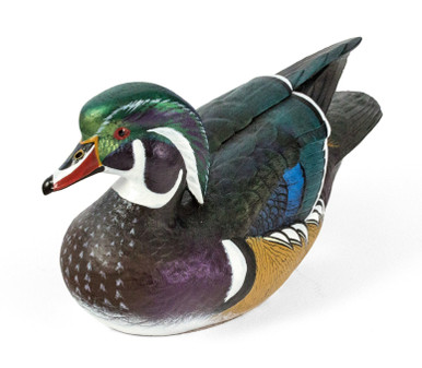 Wood Duck Hand Painted Duck Decoy Sculpture | Hunting Decor