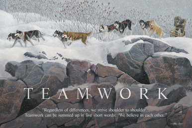 Teamwork Husky Dogs Wood Sign | Pets Decor