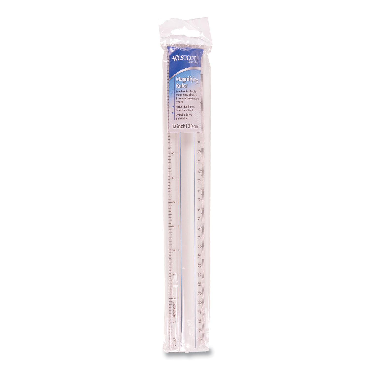 Westcott 12" Magnifying Ruler, Standard/Metric, Plastic, Clear ...