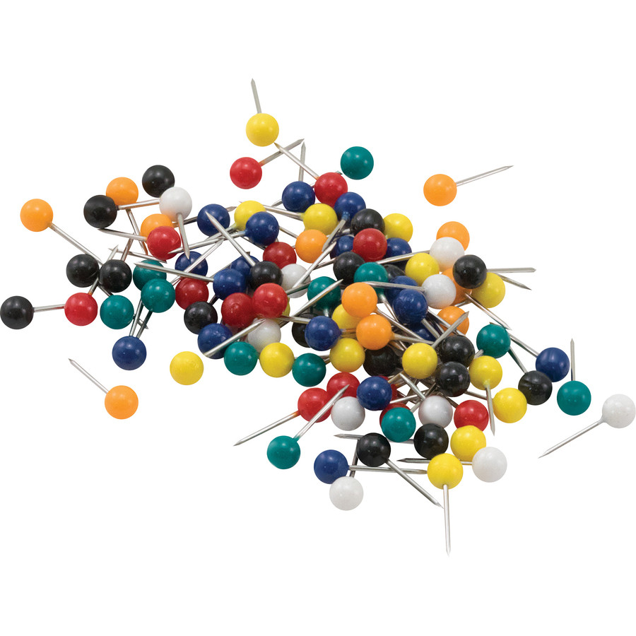 GEM Round Map Tacks, 3/16" Head, 3/8" Long, 250/BX, Assorted (GEMMTA250 ...