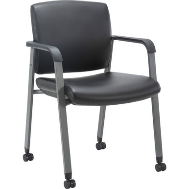 Lorell Healthcare Upholstery Guest Chair with Casters - Vinyl Seat ...