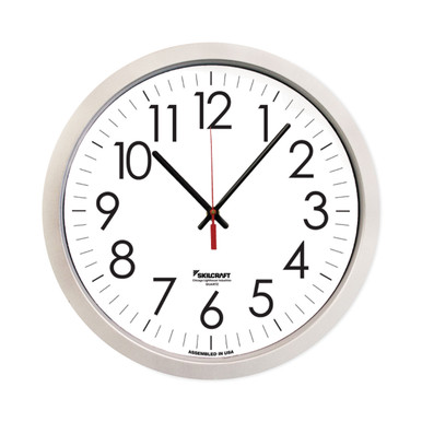 AbilityOne 6645016986555 SKILCRAFT Silver Quartz Wall Clock, 14.5 ...