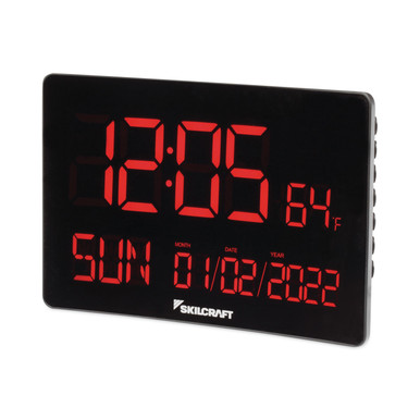 AbilityOne - Clock, Digital, Wall Mount and Desktop, Self-set Movement ...