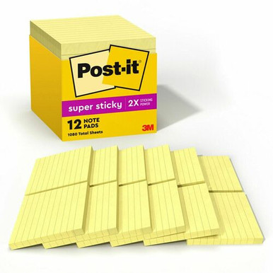 Post-it Super Sticky Lined Notes Cabinet Pack - 1080 - 4" Flag/Note ...