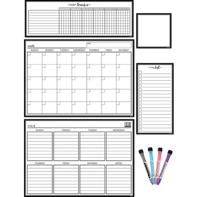 Teacher Created Resources Black & White Dry-Erase Magnetic Calendar Set ...