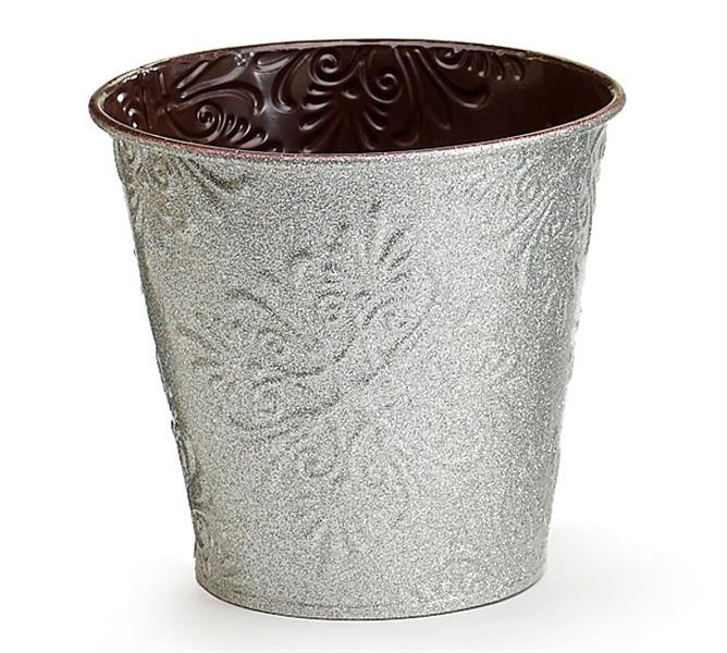 4" & 6" Decorative Silver Tin Pot - OrchidWeb