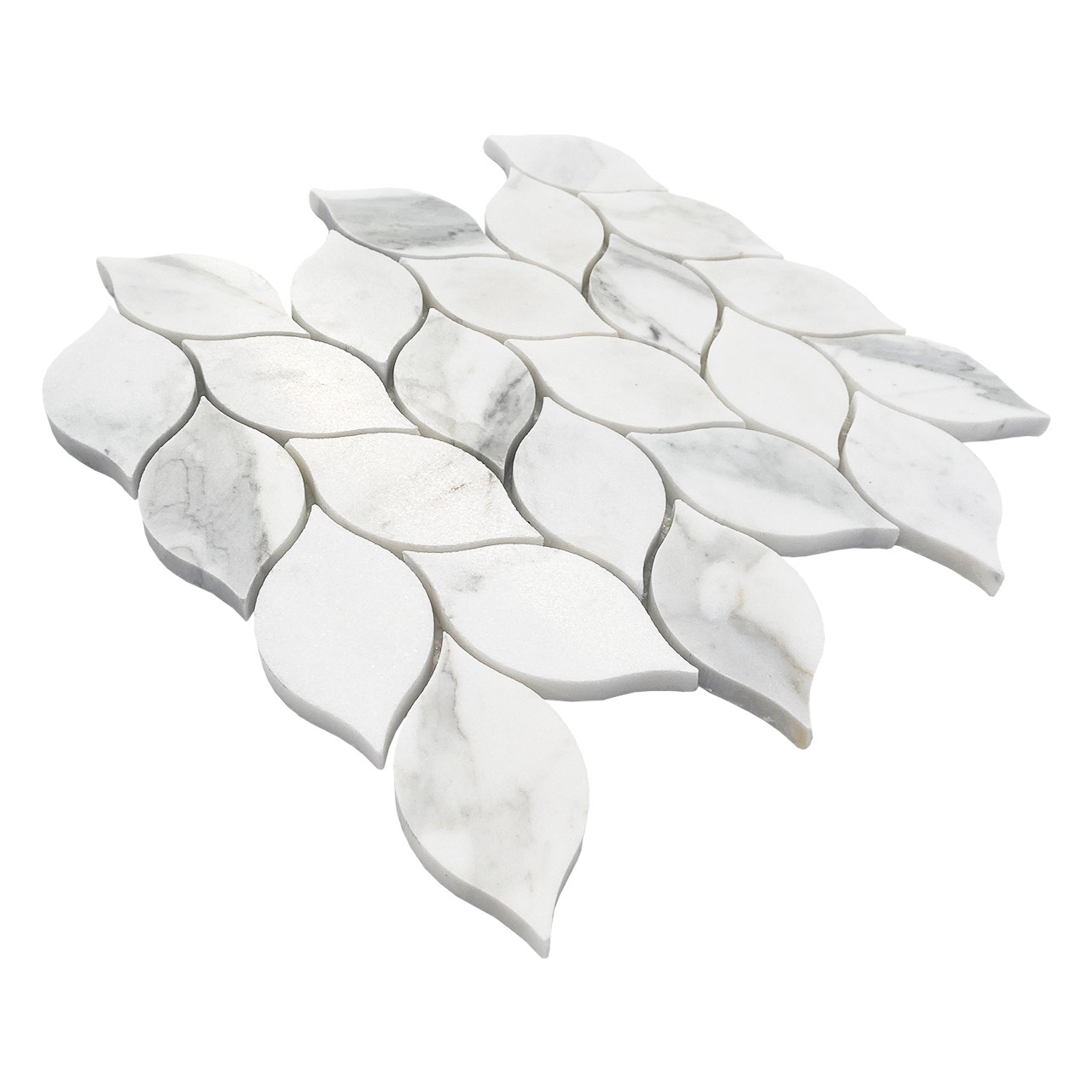 Blanco Orchid Leaf Calacatta Marble Mosaic Tile