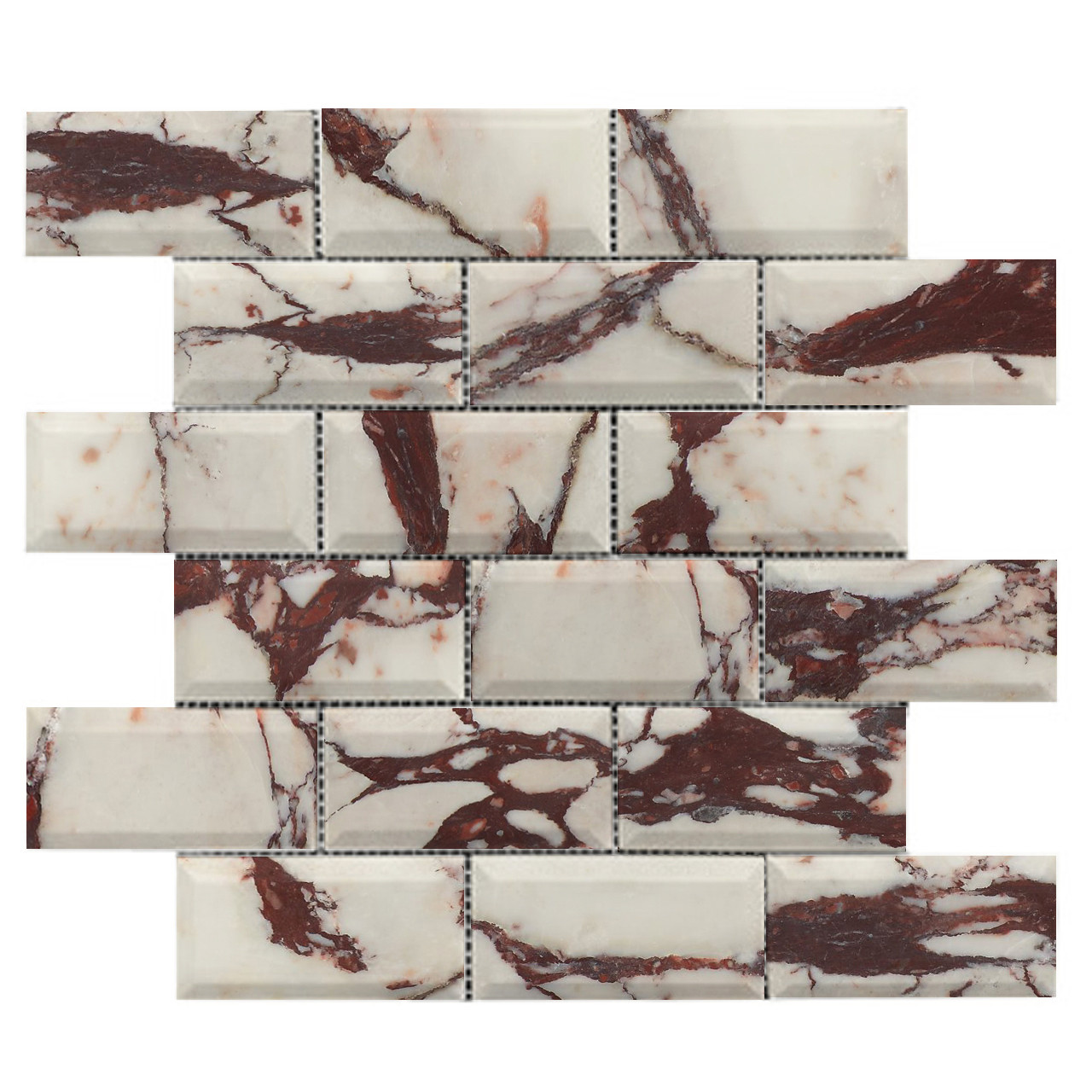 Calacatta Viola Marble 2x4 Wide Bevel Subway Mosaic Tile Honed