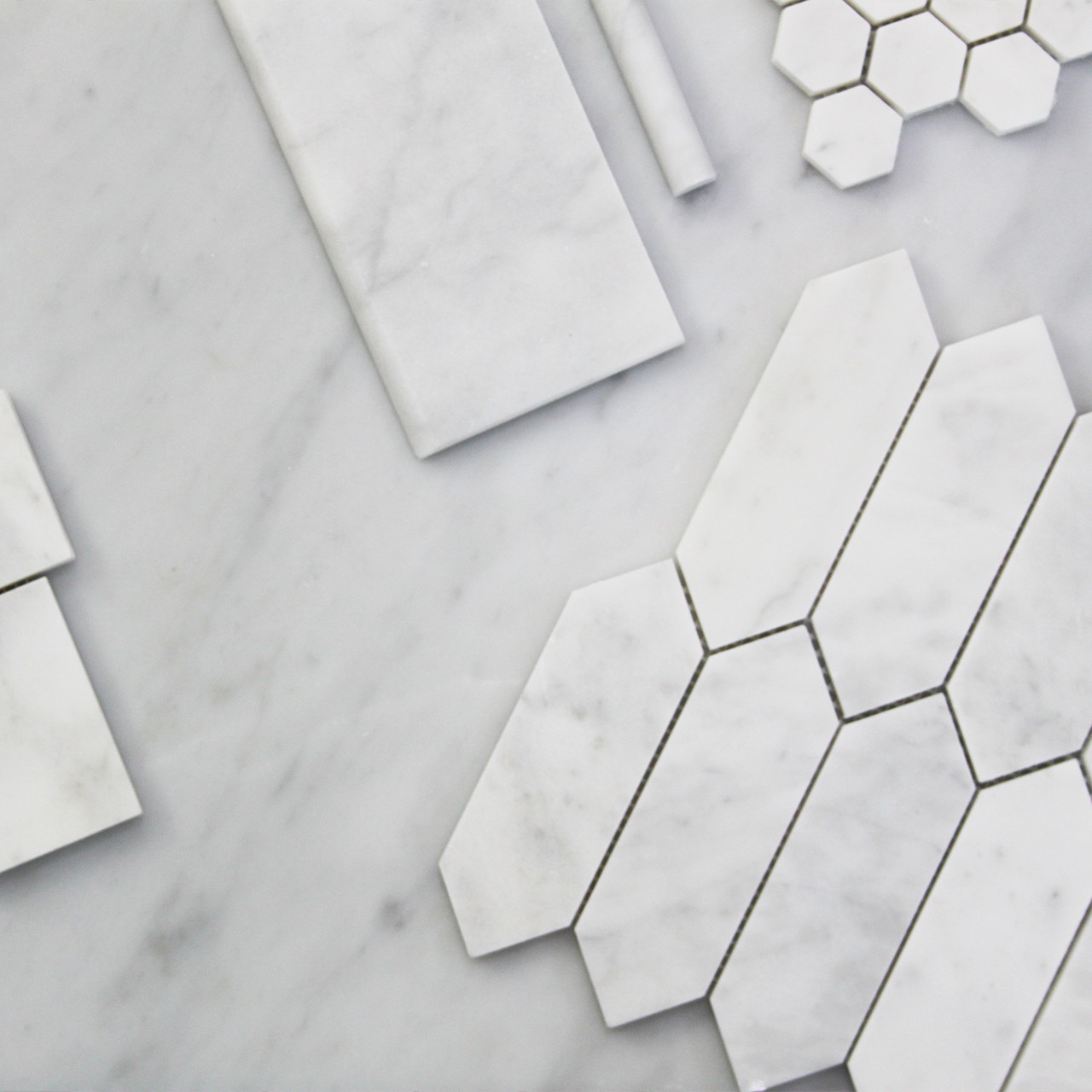 Carrara White Marble Picket Mosaic Tile Honed