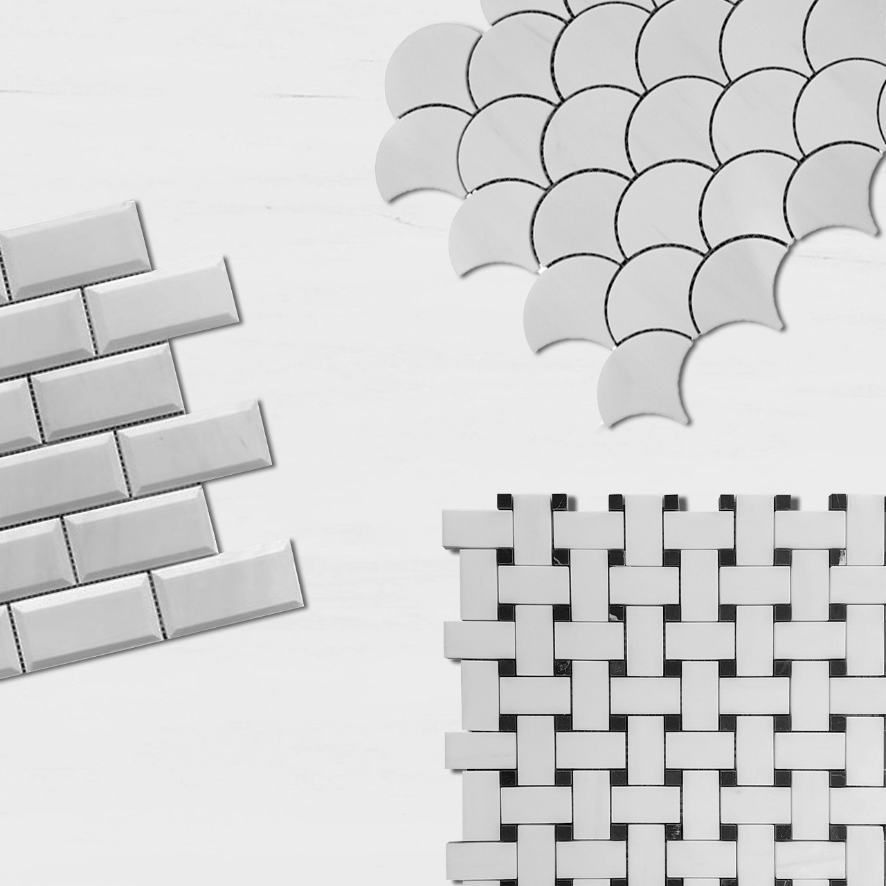 Bianco Dolomite Fish Scale Fan Shaped Mosaic Tile Polished