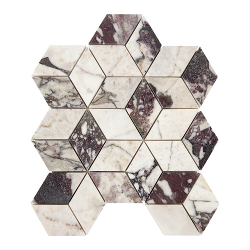 Calacatta Viola Marble Rhombus 3D Diamond Cube Mosaic Tile Honed