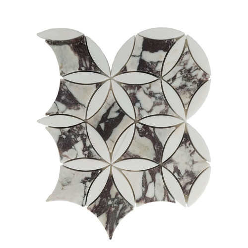Calacatta Viola Marble with Dolomite La Fleur Waterjet Mosaic Tile Polished