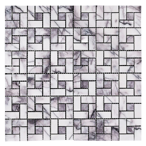 Lilac Marble Target Pinwheel Mosaic Tile Polished