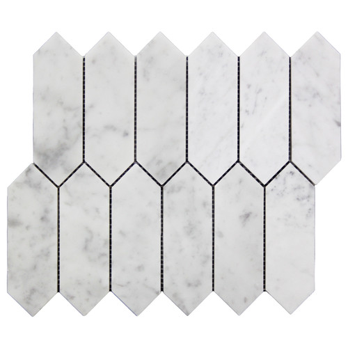 Carrara White Marble Picket Mosaic Tile Polished
