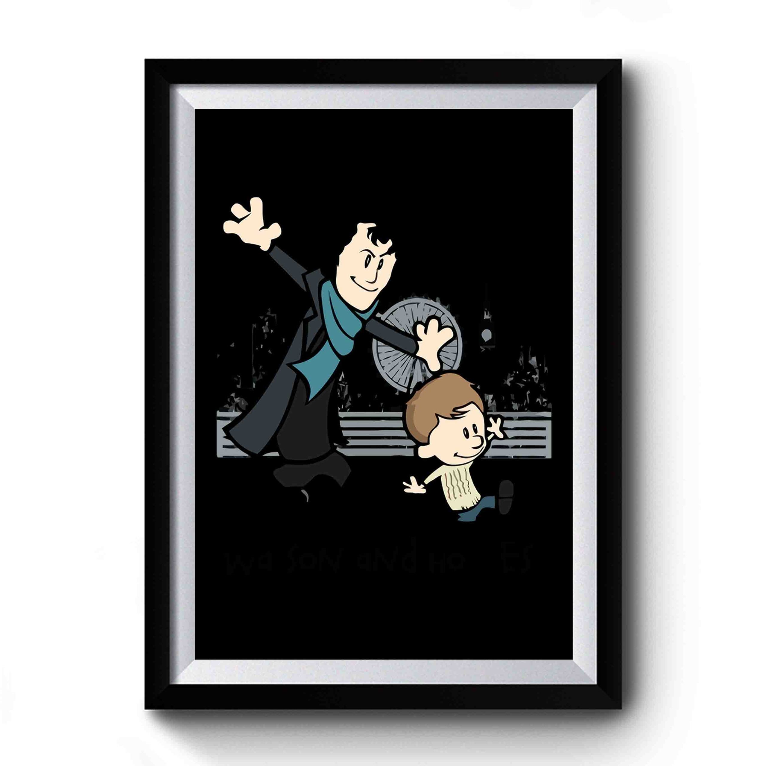Watson And Holmes Calvin And Hobbes Log Walking Premium Poster