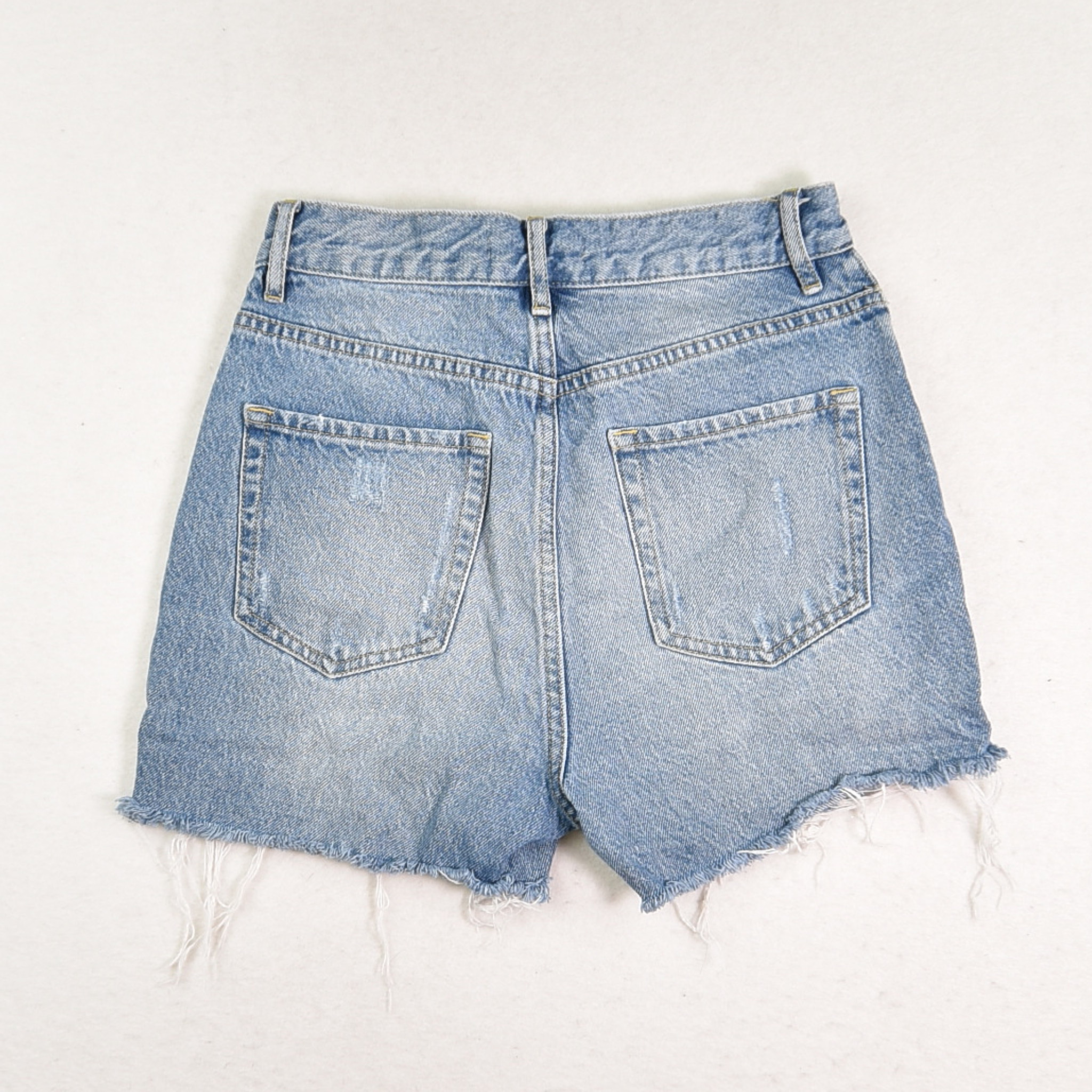Women's Blue Denim High-Rise Cutoffs, Size 25