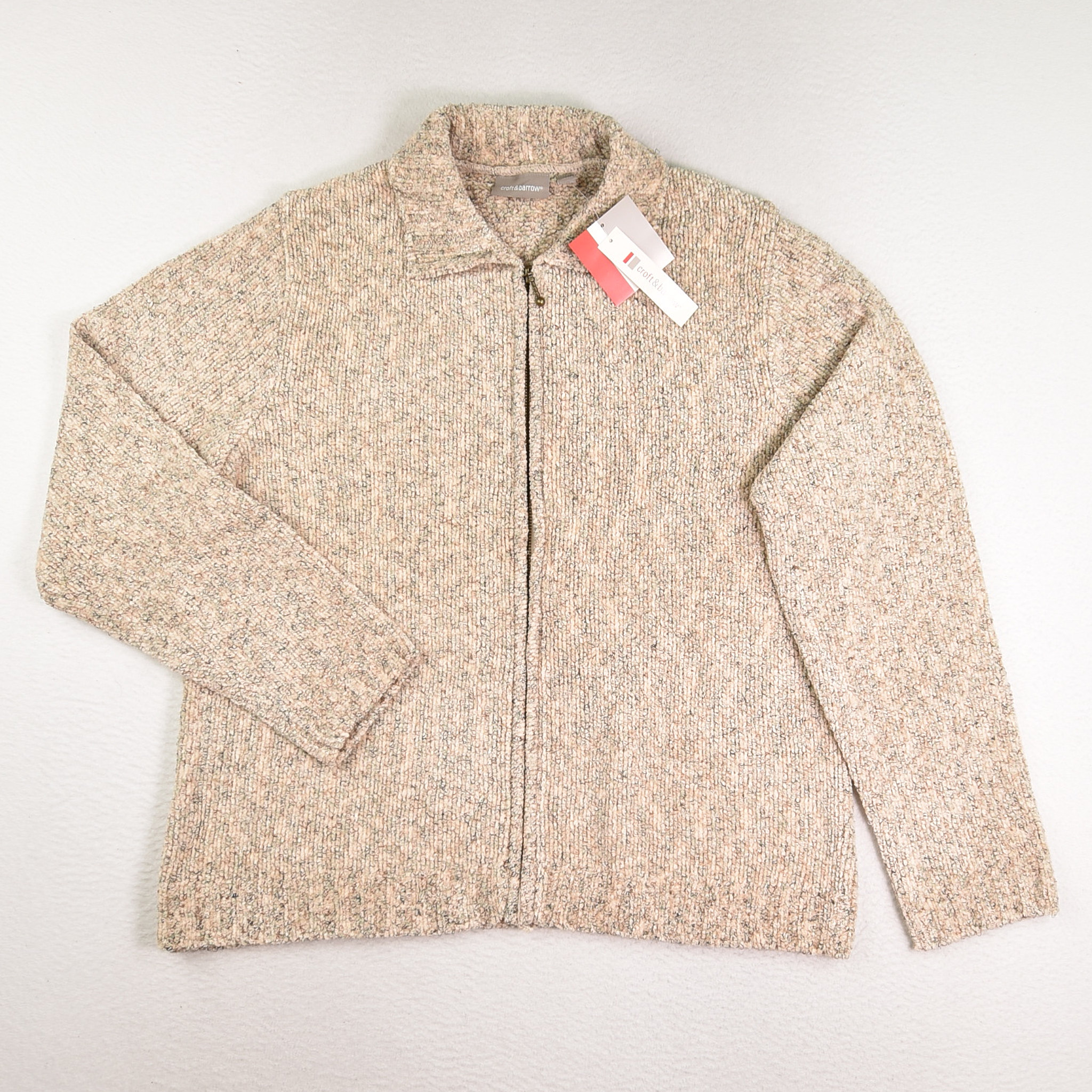Women's Blush Zip Front Cardigan Sweater, Size XL