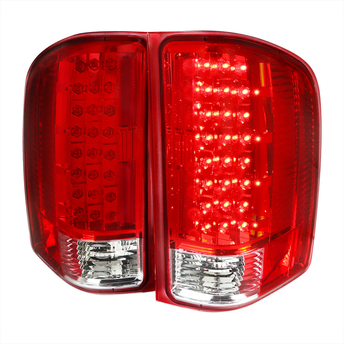 2007 2014 Chevrolet Silverado Led Tail Lights Chrome Housing Red Lens