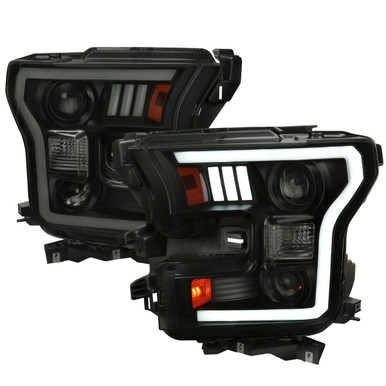 2015-2017 Ford F-150 LED Bar Projector Headlights (Black Housing/Smoke ...
