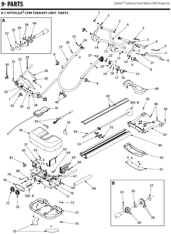 OptiFlex 3 Knee CPM Parts Diagram | Chattanooga Equipment | medcom group