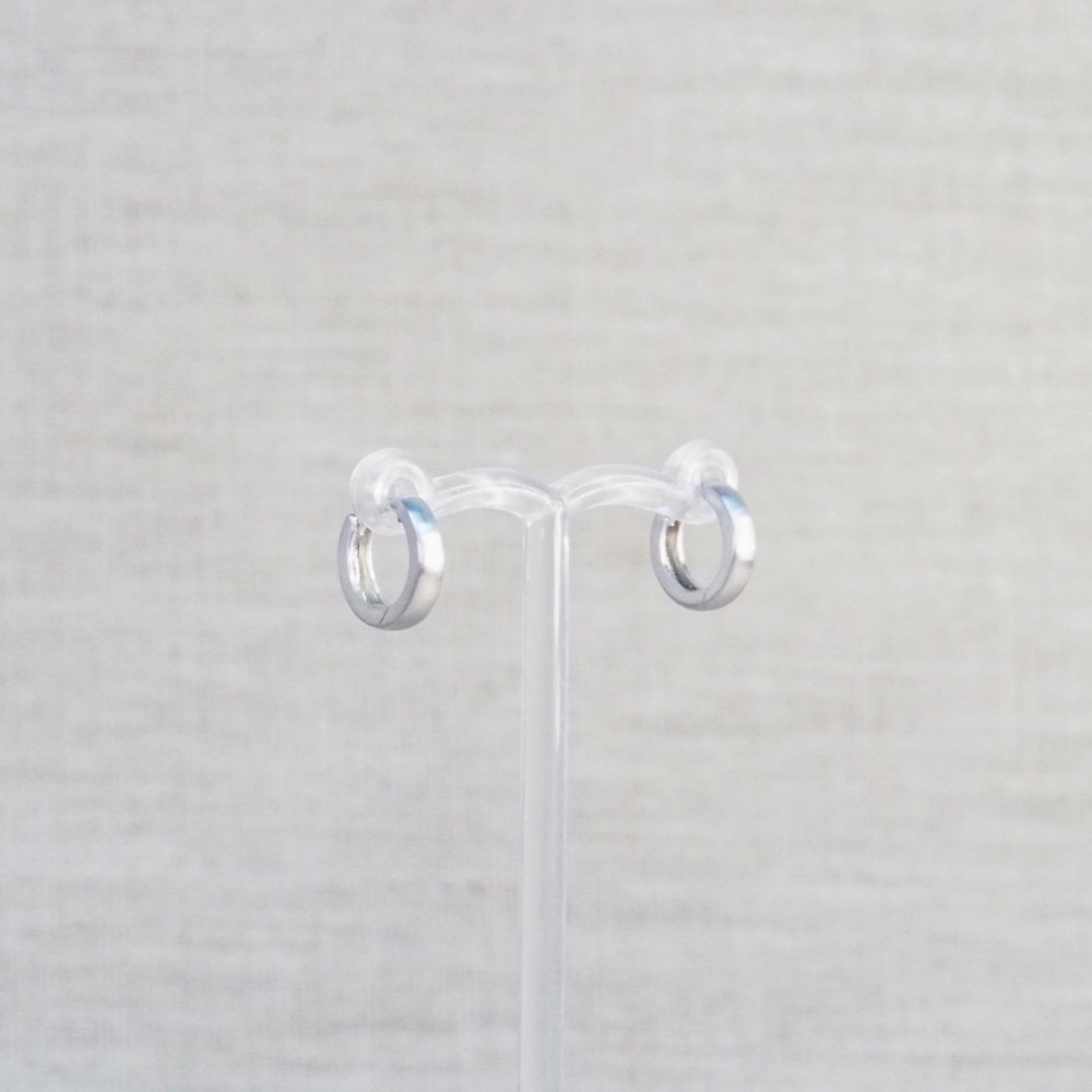Silver Mini Frosted Huggie Earrings - Ellinor Mazza