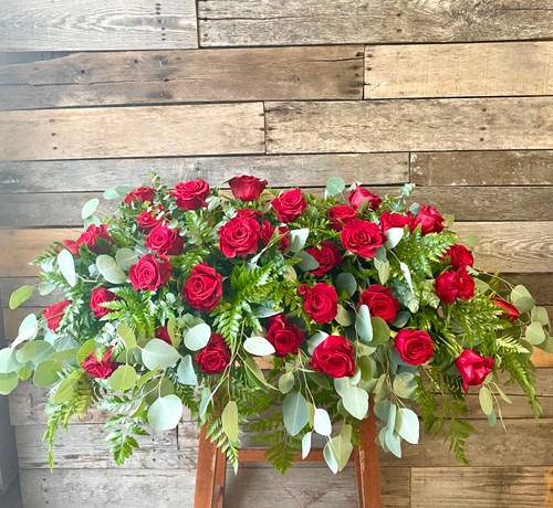Red Rose Reverence Casket Spray