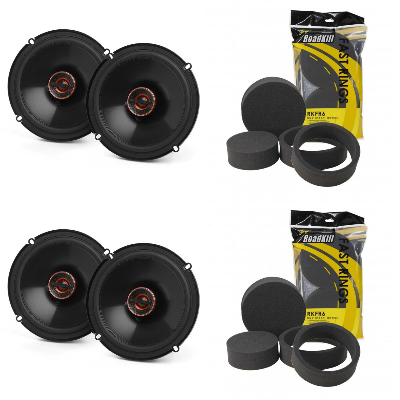 Infinity Reference Series 2 Pairs REF607FSL 6.5" Slim Fit 2-Way Coax Set with 2 Pairs RKFR6 ...