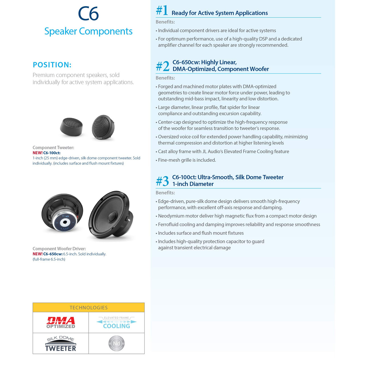 JL Audio C6-100ct - C6 Series 1" Silk Dome Component Tweeter, Sold ...